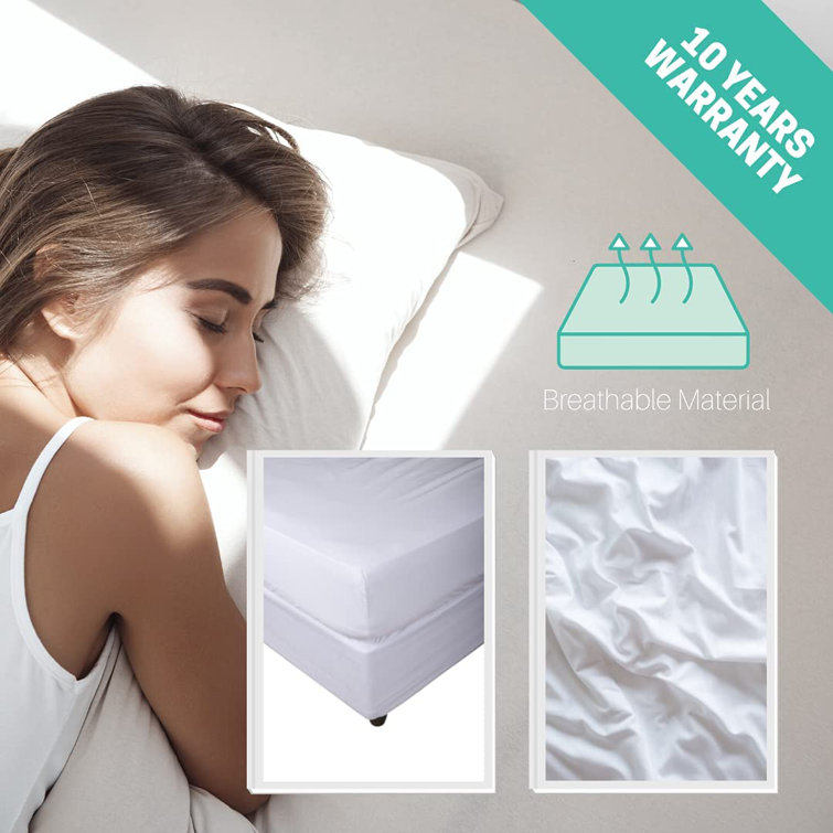 hygeanatural Waterproof Bed Bug Resistant Zippered Mattress Protector Mattress Protector Case ...
